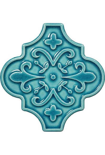 Armada Çini 12X12 Ottoman Çiçekli Arabesk Turkuaz Çini Karo Seramik