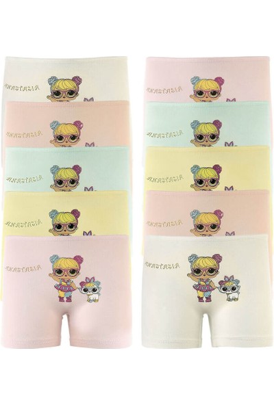Donella 10'lu Renkli Lol Bebek Baskılı Kız Çocuk Şort - 4271LG