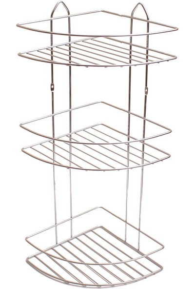 Kitchen Store 3 Katlı Eko Köşelik Metal Şampuanlık Banyo Rafı