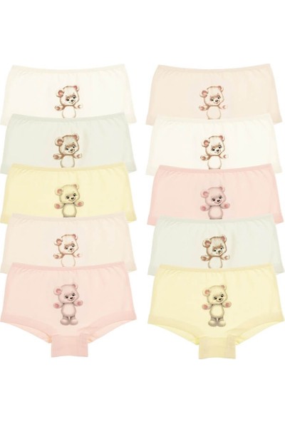 Donella 10'lu Renkli Ayıcık Baskılı Kız Çocuk Şort - 4671CA