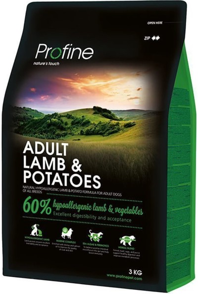 Profine Adult Lamb Az Tahıllı Hipoalerjenik Kuzu Etli & Patatesli Yetişkin Köpek Maması 3 kg Profine Adult Lamb Az Tahıllı Hipoalerjenik Kuzu Etli & Patatesli Yetişkin Köpek Maması 3 kg