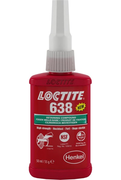 Loctite 638 Yüksek Mukavemetli Sıkı Geçme Bileşeni 50 ml Loctite 638 Yüksek Mukavemetli Sıkı Geçme Bileşeni 50 ml
