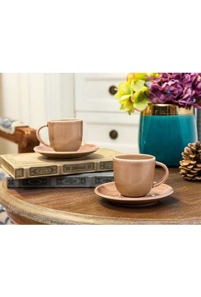 Madame Coco Morane 2'li Kahve Fincan Seti - Pudra