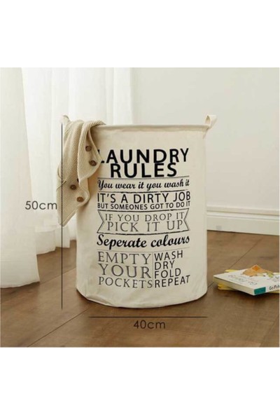 Lyn Home & Decor Laundry Rules Çok Amaçlı Sepet 40X50
