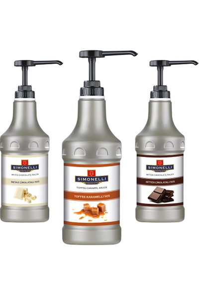 Simonelli Profesyonel Sos Bitter Çikolatalı/ Beyaz Çikolatalı/karamelli 3’lü Paket