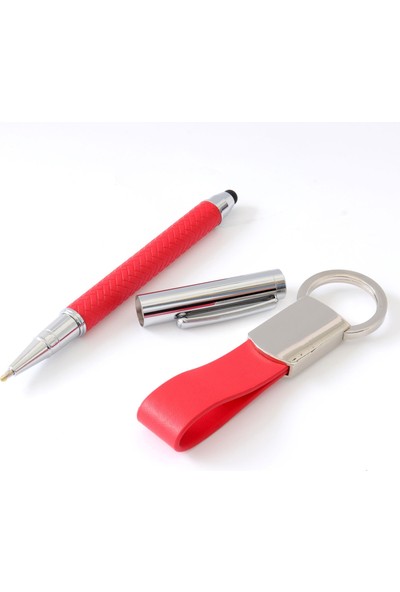 Pigado Padli Deri Kaplama Kalem Anahtarlık Seti Kırmızı Pigado Padli Deri Kaplama Kalem Anahtarlık Seti Kırmızı
