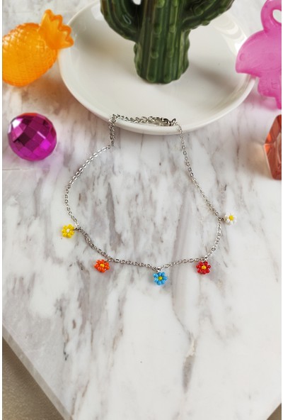 Hazeran Accessories Renkli Papatya Nostaljik Zincir Halhal Hazeran Accessories Renkli Papatya Nostaljik Zincir Halhal