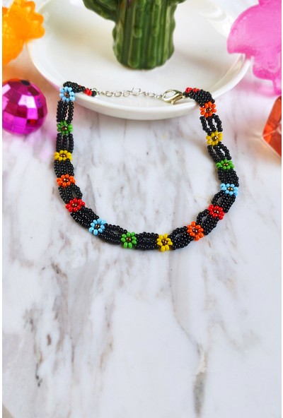Hazeran Accessories Kadın Renkli Çiçek Nostaljik Boncuklu Hazeran Accessories Kadın Renkli Çiçek Nostaljik Boncuklu