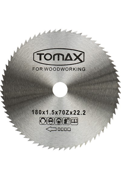 Tomax Ağaç Daire Testeresi (Elmassız) 180X1,5 Diş 70Z Tomax Ağaç Daire Testeresi (Elmassız) 180X1,5 Diş 70Z