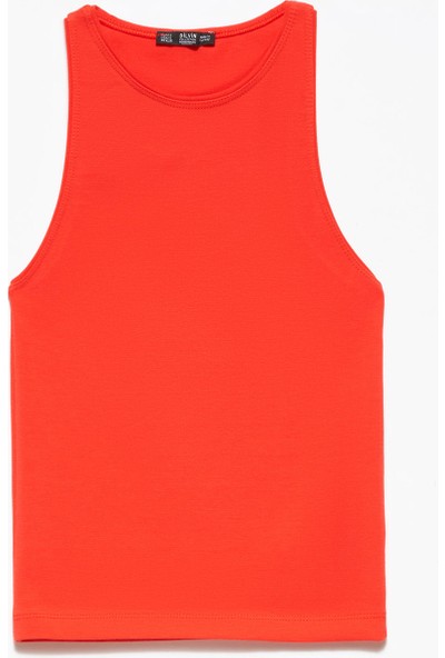 Dilvin 3694 Halter Yaka Tshirt-Kirmizi