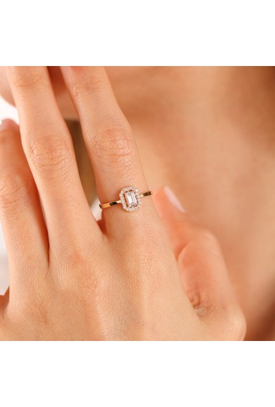 Sembol Gold Sarı Altın Baget Yüzük