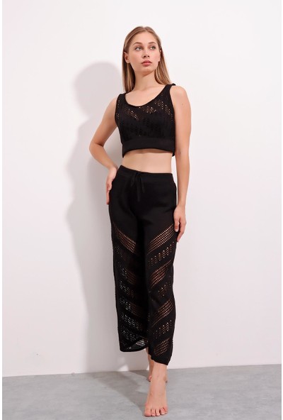 Chuba Kadın Siyah New Summer Triko Pantolon Plaj Takım 21S701 Chuba Kadın Siyah New Summer Triko Pantolon Plaj Takım 21S701