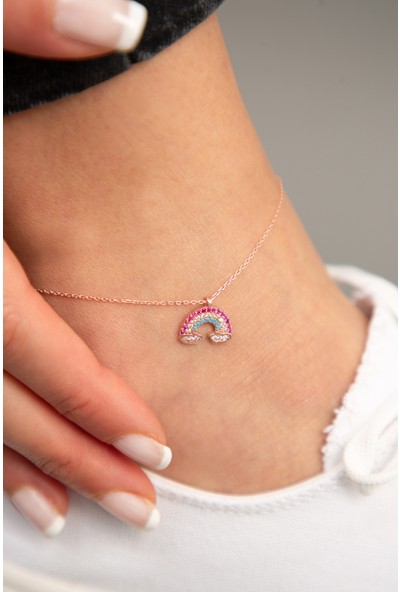 Elika Silver Kadın Rose Kaplama Gökkuşağı Model 925 Ayar Gümüş Halhal Elika Silver Kadın Rose Kaplama Gökkuşağı Model 925 Ayar Gümüş Halhal