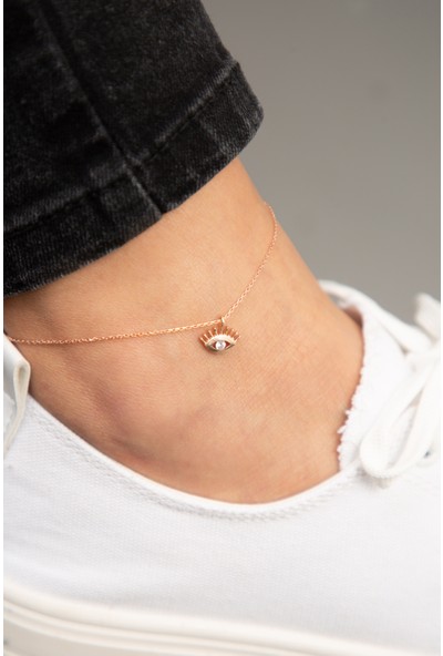 Elika Silver Kadın Rose Kaplama Göz Model 925 Ayar Gümüş Halhal Elika Silver Kadın Rose Kaplama Göz Model 925 Ayar Gümüş Halhal
