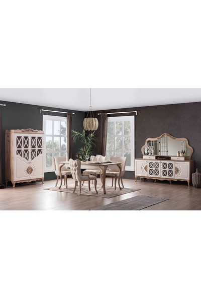 Weltew Home Balat Krem Yemek Odası Takımı Weltew Home Balat Krem Yemek Odası Takımı