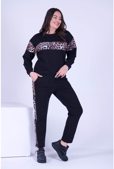 Koza Leopar Parça Desenli Battal (Büyük) Eşofman Takımı 9184