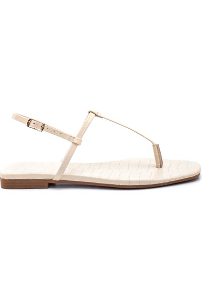 Derimod Kadın Kroko Deri Parmak Arası Sandalet