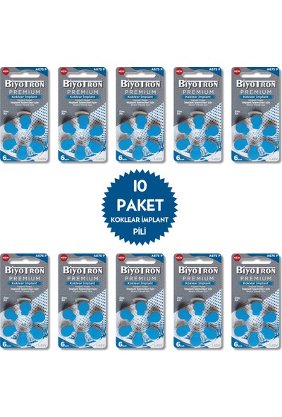 Biyotron Premium A675P Koklear Implant Pili 6X10 60'lı Biyotron Premium A675P Koklear Implant Pili 6X10 60'lı