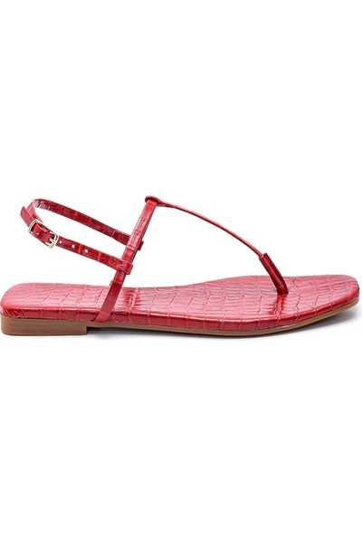 Derimod Kadın Kroko Deri Parmak Arası Sandalet