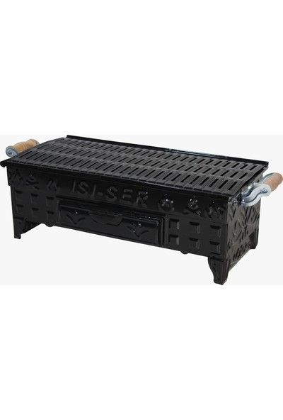 Isıser Isı-Ser No:6 Emaye Çekmeceli Ahşap Saplı Kutulu Kömürlü Mangal 31 x 63 cm