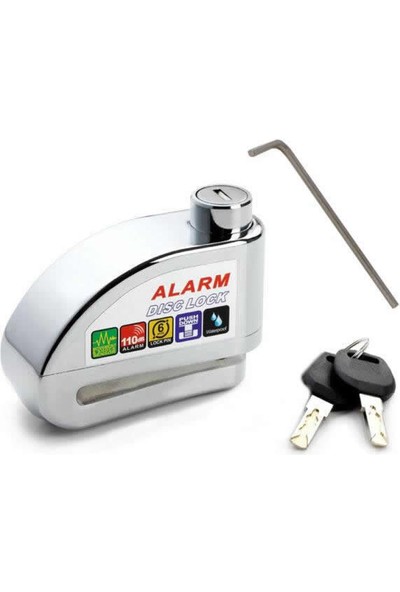 Monero Düz Anahtarlı Motosiklet Disk Kilidi Krom 110 Db Alarm Monero Düz Anahtarlı Motosiklet Disk Kilidi Krom 110 Db Alarm