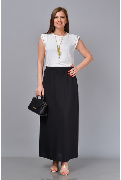 Tusse Düz Renk Astarlı Beli Lastikli Parçalı Dokuma Büyük Beden Etek Tusse Düz Renk Astarlı Beli Lastikli Parçalı Dokuma Büyük Beden Etek