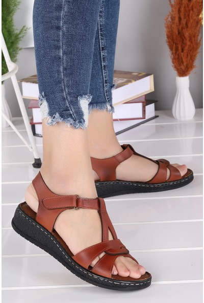 Woggo Pnt 390134 Cilt Günlük Kadın Sandalet Ayakkabı