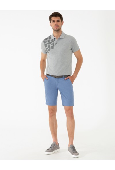 Pierre Cardin Mavi Standart Fit Bermuda Şort 50240929-VR036 Pierre Cardin Mavi Standart Fit Bermuda Şort 50240929-VR036