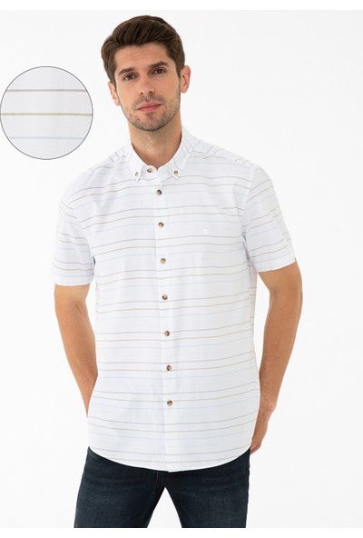 Pierre Cardin Haki Regular Fit Kısa Kollu Gömlek 50240402-VR027