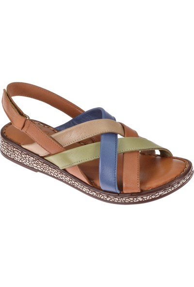 Beety Deri Günlük Kadın Sandalet BEE-Y1002 Taba