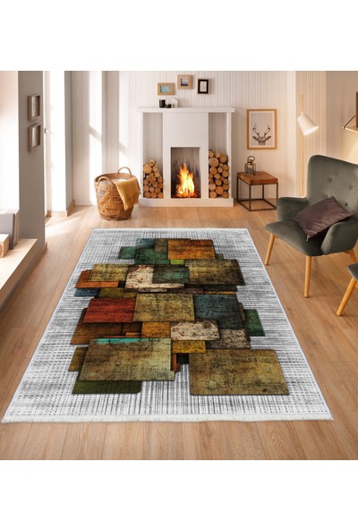 Benzahome Dijital Baskılı Kaymaz Deri Taban Halı