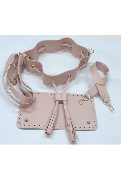 Angel Çanta Aksesuar Pudra Renk Torba Çanta Seti