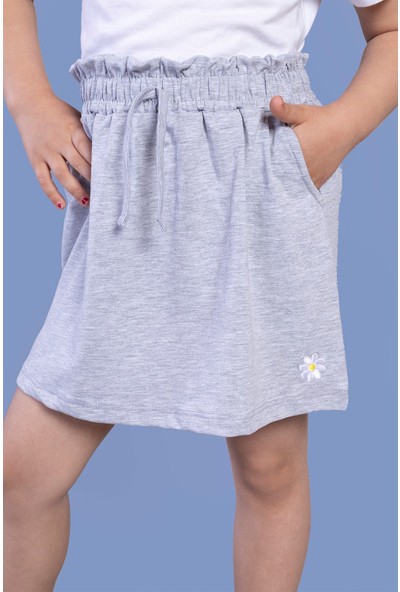Toontoy Kids Toontoy Kız Çocuk Cep Detaylı Papatya Nakışlı Etek