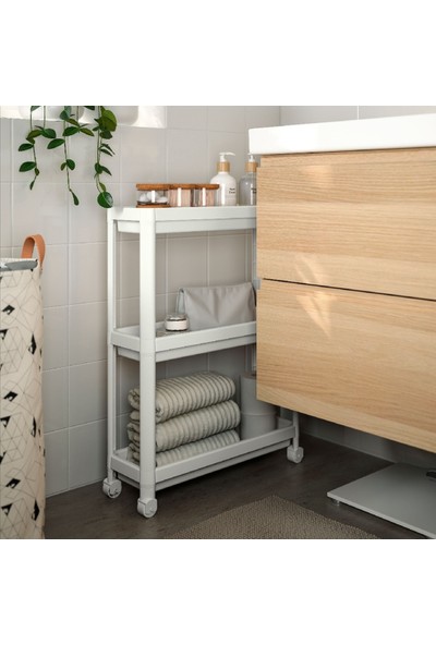 Dnztrend Vesken Tekerlekli Raf Ünitesi 3 Katlı Beyaz Banyo Rafı Mutfak Rafı Servis Sehpası Organizer Dnztrend Vesken Tekerlekli Raf Ünitesi 3 Katlı Beyaz Banyo Rafı Mutfak Rafı Servis Sehpası Organizer