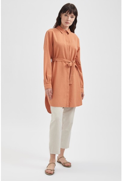 DeFacto Relax Fit Kuşaklı Gömlek Tunik U6867AZ21SM
