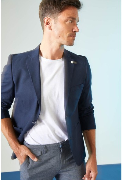DeFacto Regular Fit Baskılı Yarım Astar Blazer U8703AZ21SM