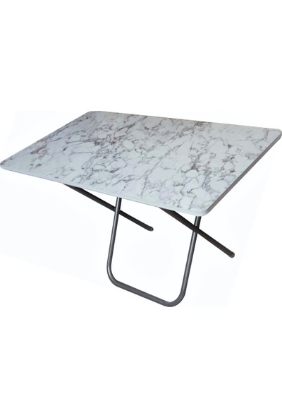 Güvenç 70 x 120 Katlanabilir Balkon, Mutfak , Bahçe Masası Beyaz Mermer Desen