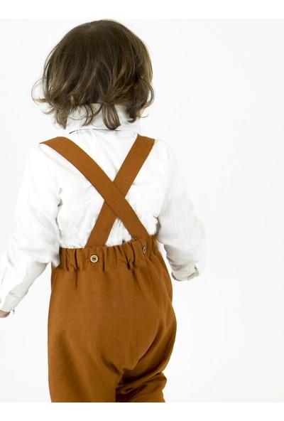 Kahve Gabardin Harem Salopet + Gömlek + Papyon