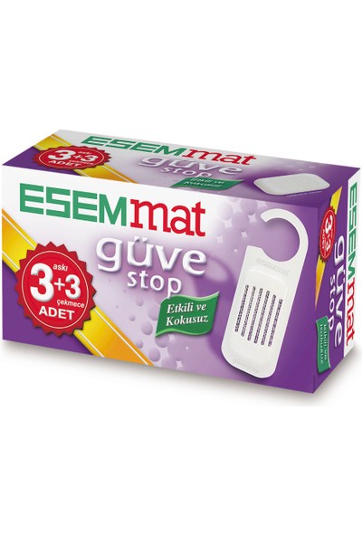 Esemmat Güve Stop 3 Askı+3 Çekmece Güve Kovucu Esemmat Güve Stop 3 Askı+3 Çekmece Güve Kovucu