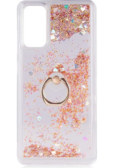 Kılıfist Samsung Galaxy S20 Fe Fun Edition Kılıf Simlı Sıvılı Sulu Yüzüklü Milce Kapak + Temperli Cam