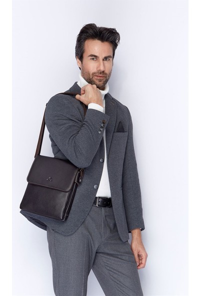 Floter Kahve - Omuzdan Askılı Deri Çanta 360