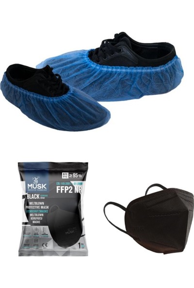 KF Medikal Tela Galoş Mavi Nonwoven 100 Adet + Muskmask Ffp2 Steril Siyah Maske 1 Adet KF Medikal Tela Galoş Mavi Nonwoven 100 Adet + Muskmask Ffp2 Steril Siyah Maske 1 Adet