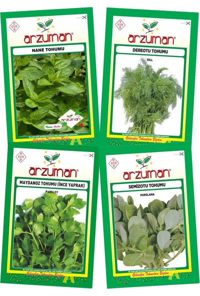 Arzuman 4'lü Yeşillik Paketi (Nane-Dereotu-Maydanoz-Semizotu)