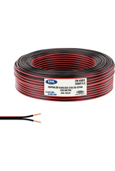 Cable Cable Hoparlör Kablosu Kordon 2x0.50 Siyah 100MT Erk Yerli Cable Cable Hoparlör Kablosu Kordon 2x0.50 Siyah 100MT Erk Yerli