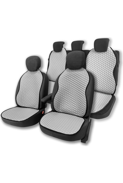 Vientex Premium Deri Oto Koltuk Kılıfı Koltuk Minderi Gri Petek Desen