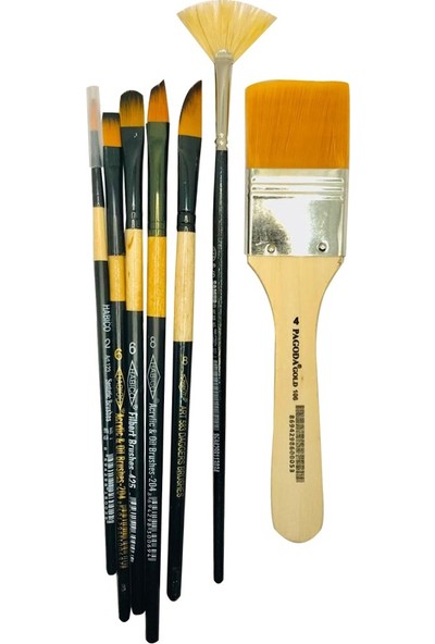 Habico Yelpazeli ve Zemin Fırçalı 7'li Profesyonel Artist Fırça Seti