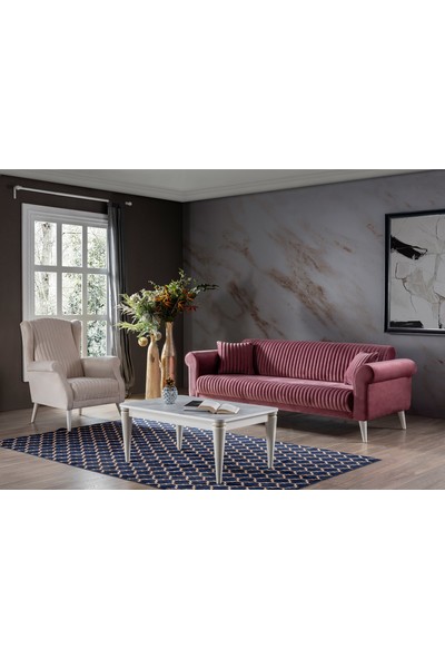 Weltew Home Deco Class Koltuk Takımı 3+1 Pudra Pembesi-Ekru Weltew Home Deco Class Koltuk Takımı 3+1 Pudra Pembesi-Ekru