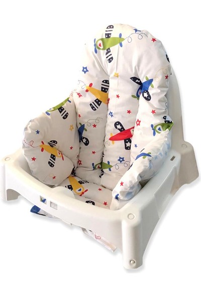 Bebek Özel Bebek/Çocuk Mama Sandalyesi Minderi Uçak Desenli ve Mavi Yıldızlı Bebek Özel Bebek/Çocuk Mama Sandalyesi Minderi Uçak Desenli ve Mavi Yıldızlı
