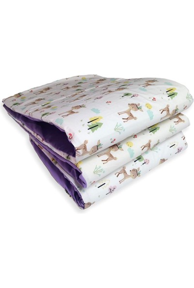 Bebek Özel Bebek Çocuk Beşik Kenar Koruma (4 Parça) Karaca Desen/lila