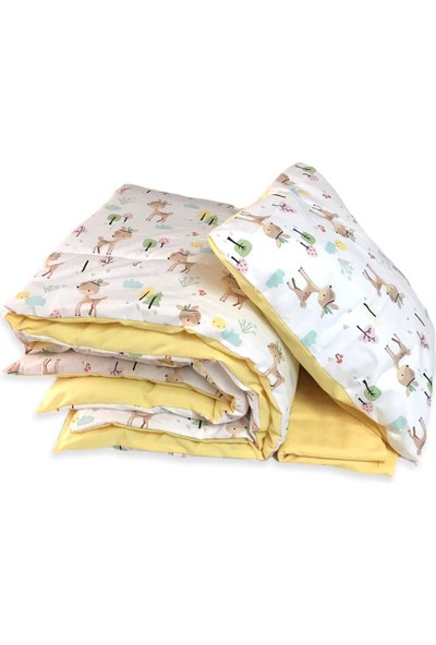 Bebek Özel Pamuk Bebek/çocuk Yastık Çarşaf Yorgan Seti Karaca Desen/düz Sarı